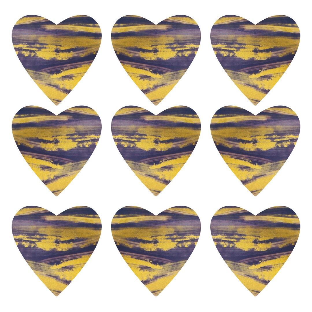 25 Pack Purple and Gold Heart Cut Outs Cardstock Die Cuts for Crafting ...