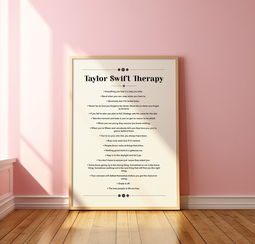 Taylor Swift's Therapy, Taylor Swift Inspired Print, Life Lessons ...