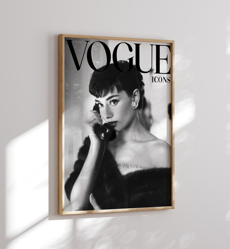 Audrey Hepburn Vogue Cover Print, Telephone, Famous Fashion Photograph ...