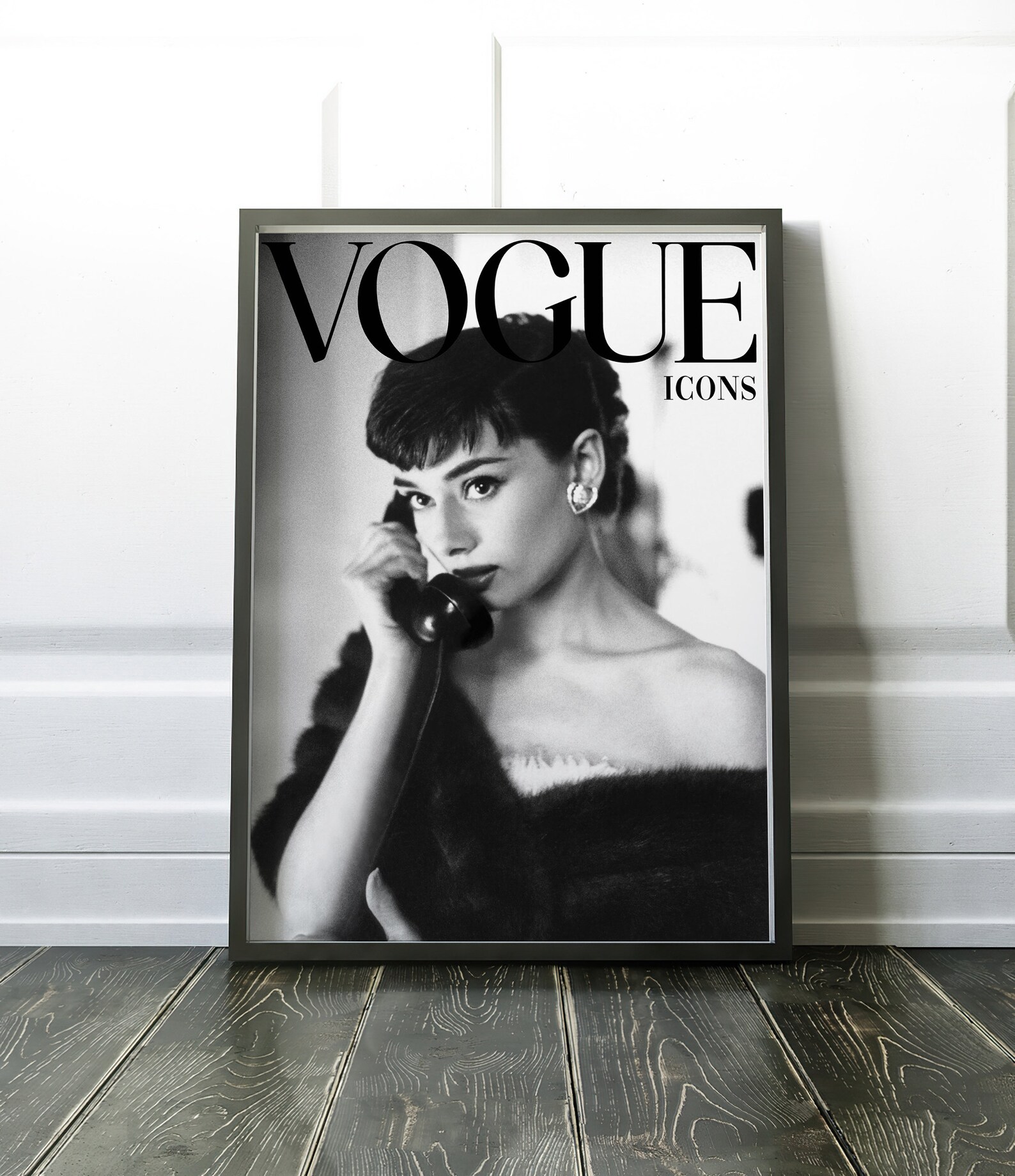 Audrey Hepburn Vogue Cover Print, Telephone, Famous Fashion Photograph ...