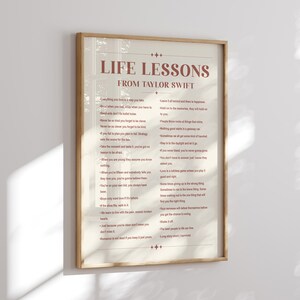 Taylor Swift Inspired Print, Life Lessons, Swiftie's Stuff, Sayings ...