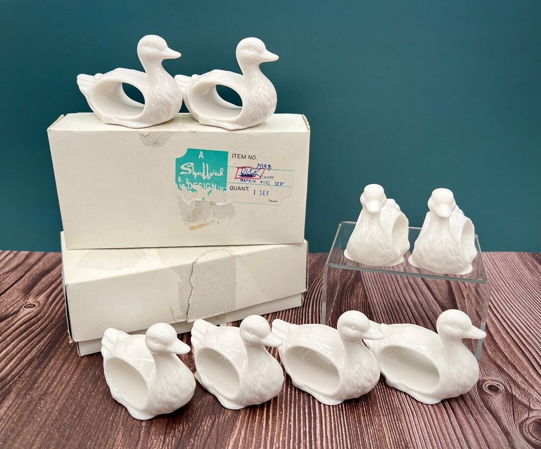 Set of 8 Vintage Shafford Porcelain Duck Napkin Rings Perfect for ...