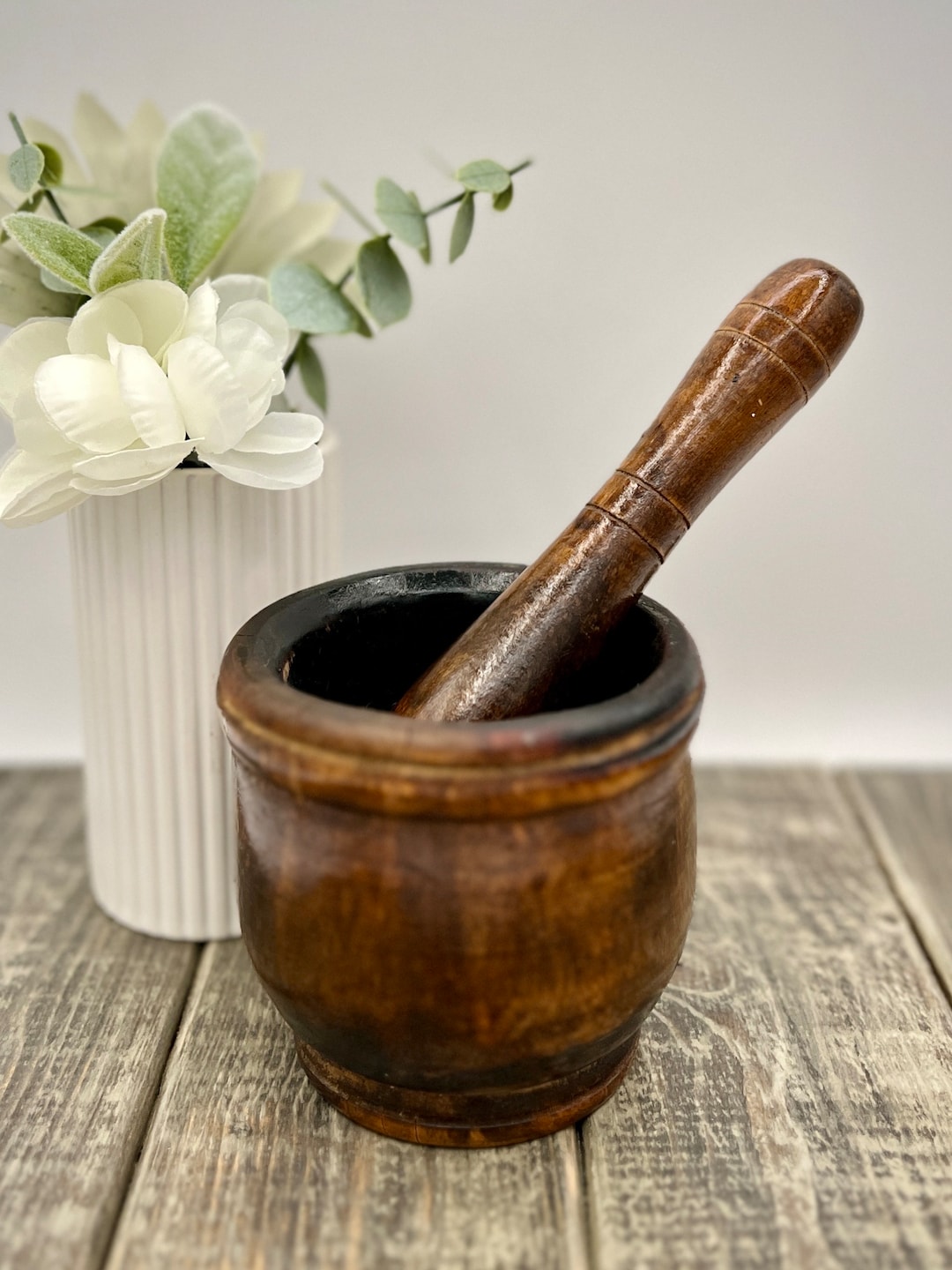 Antique Wooden Mortar and Pestle - Etsy