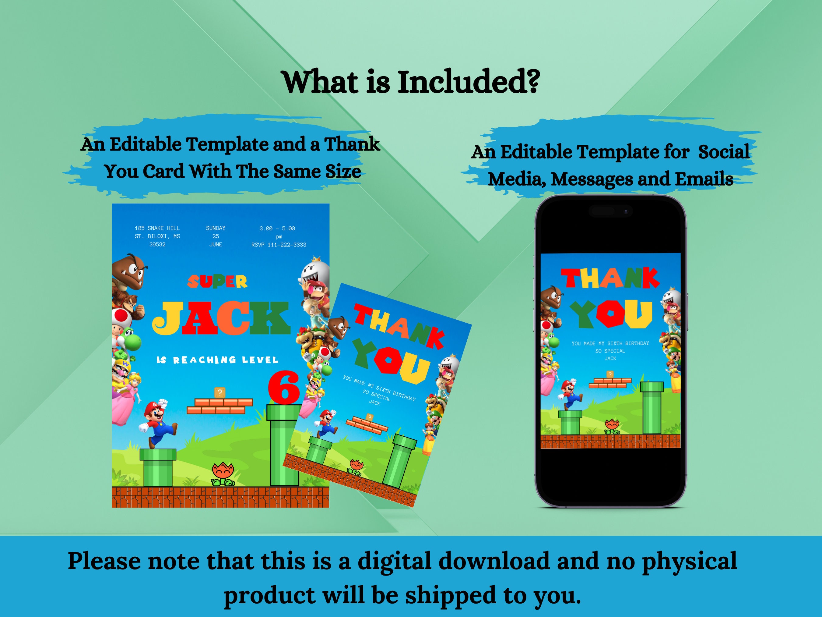 Super Mario Characters Birthday Invitation Template for Kids. - Etsy