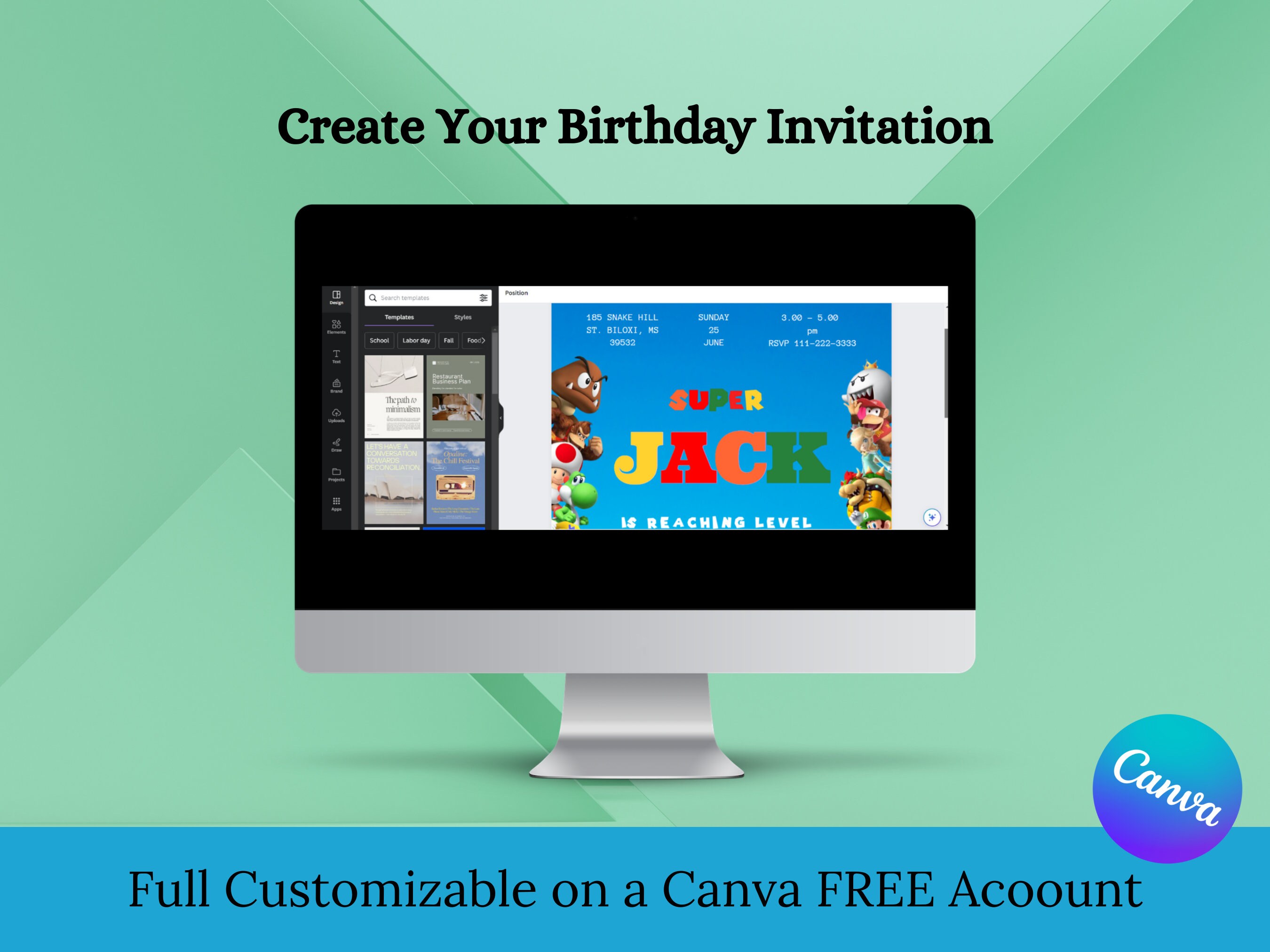 Super Mario Characters Birthday Invitation Template for Kids. - Etsy