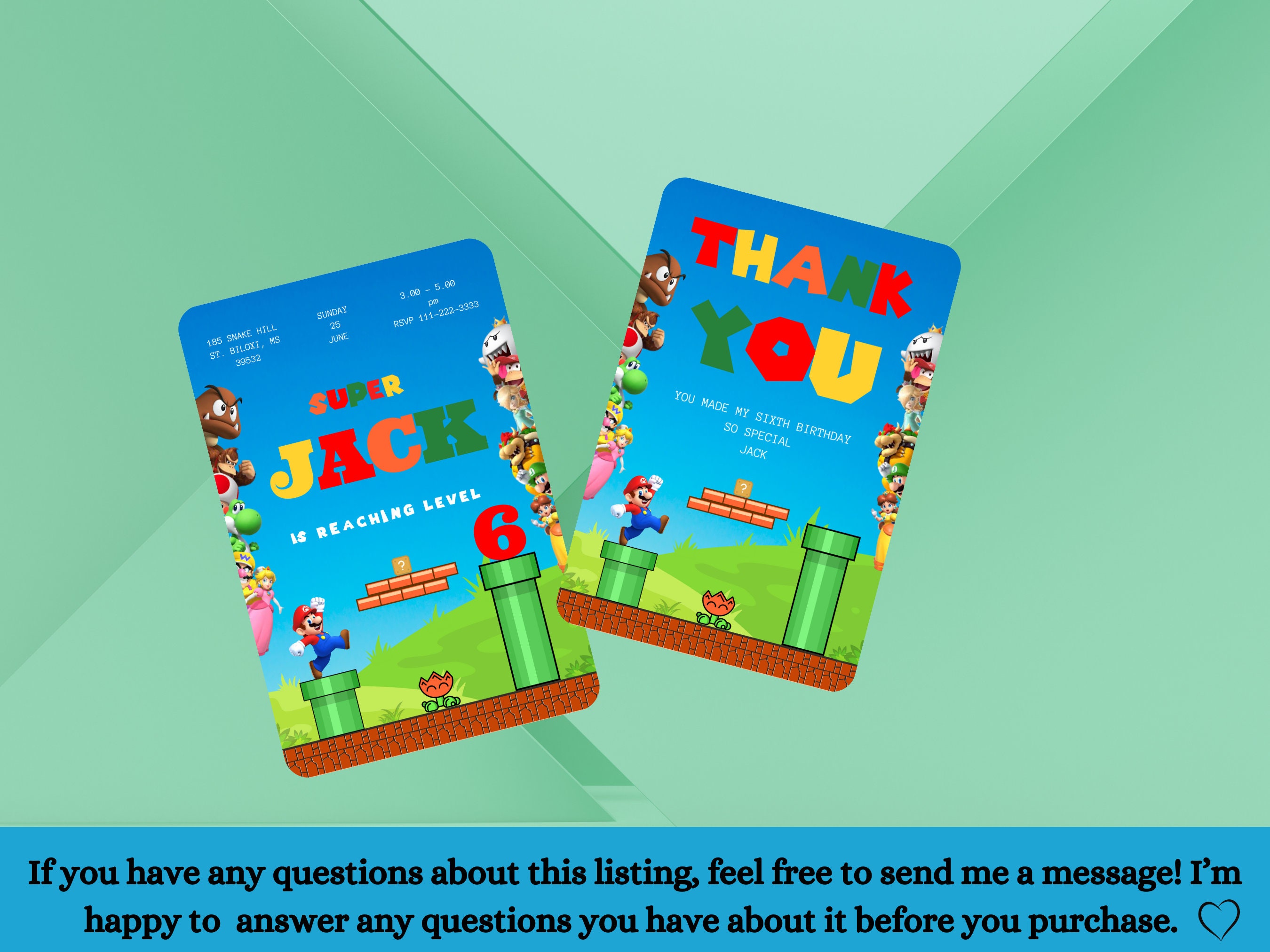 Super Mario Characters Birthday Invitation Template for Kids. - Etsy