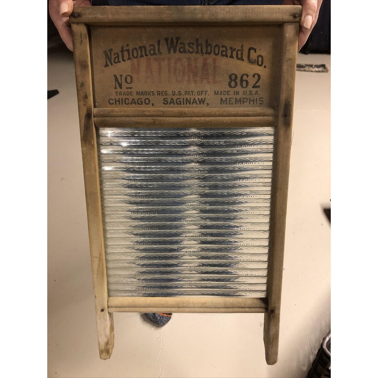 Rare Vintage National Washboard Glass Washboard Co No 862 Top Notch