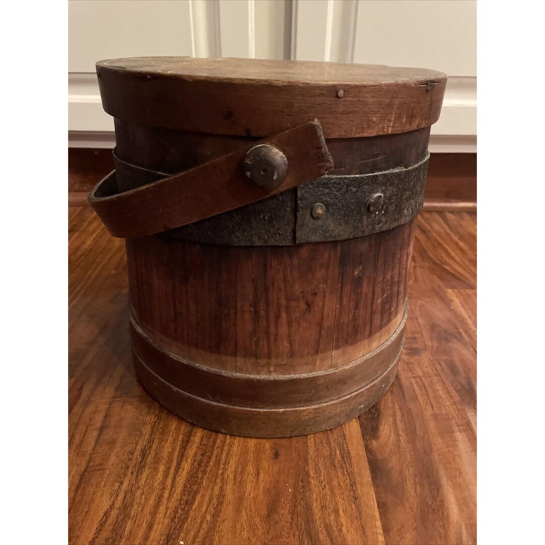 Vintage Firkin Wooden Bucket W/ Lid and Handle - Etsy