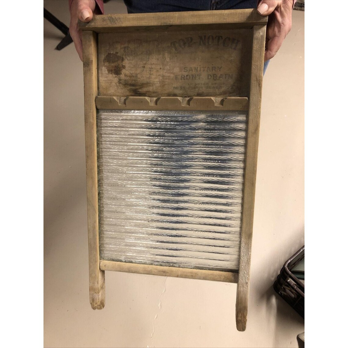 Rare Vintage National Washboard Glass Washboard Co No 862 Top Notch