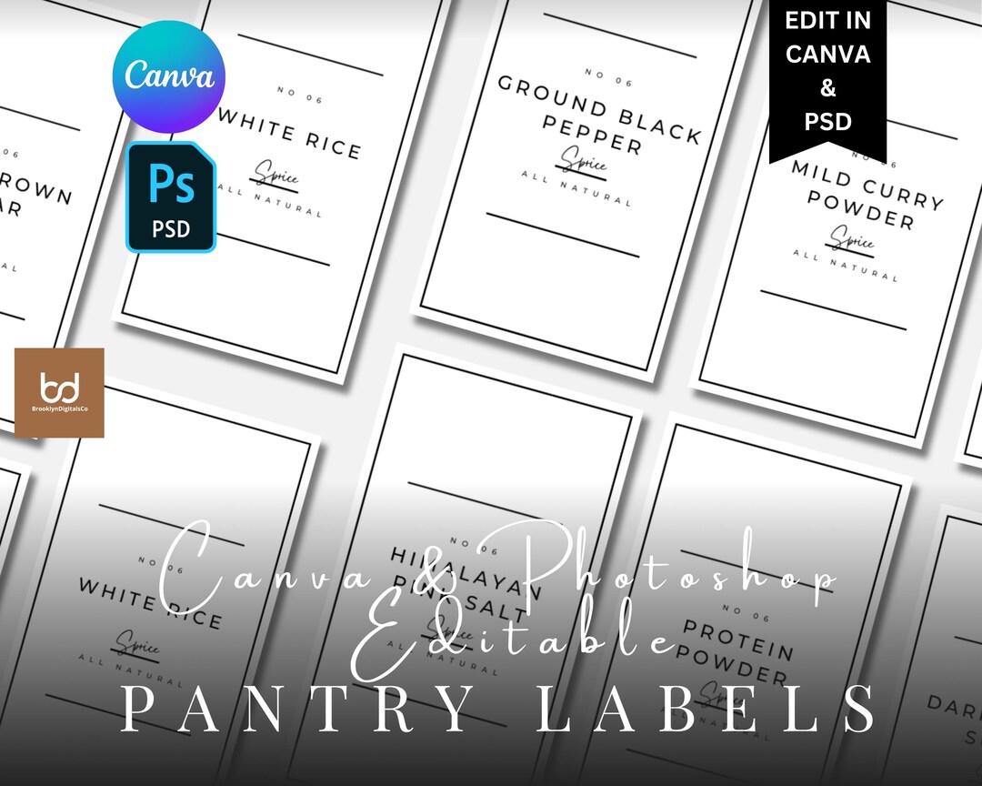 Editable Pantry Organization Labels for Kitchen Organization, Canva ...