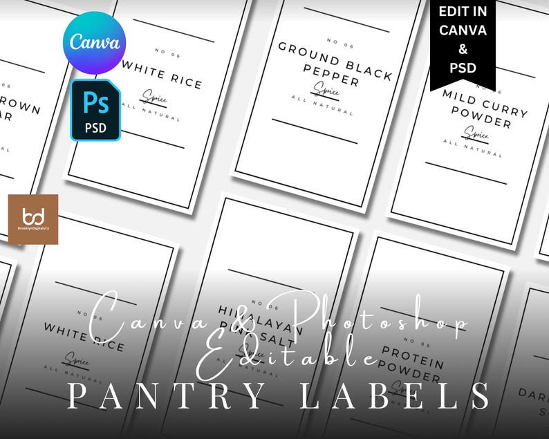 Editable Pantry Organization Labels for Kitchen Organization, Canva ...
