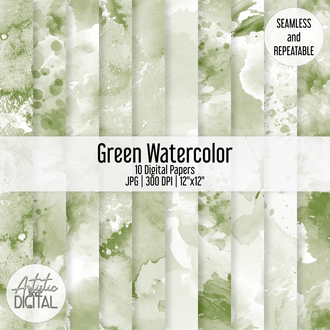 Green Watercolor, Watercolor Seamless Repeating Pattern, Green ...