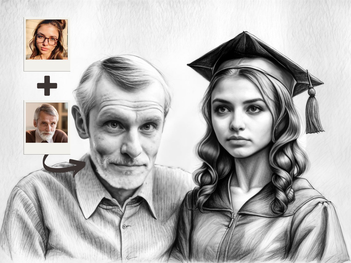 Custom Pencil Sketch Portrait From Your Photo, Digital Sketch Art Print ...