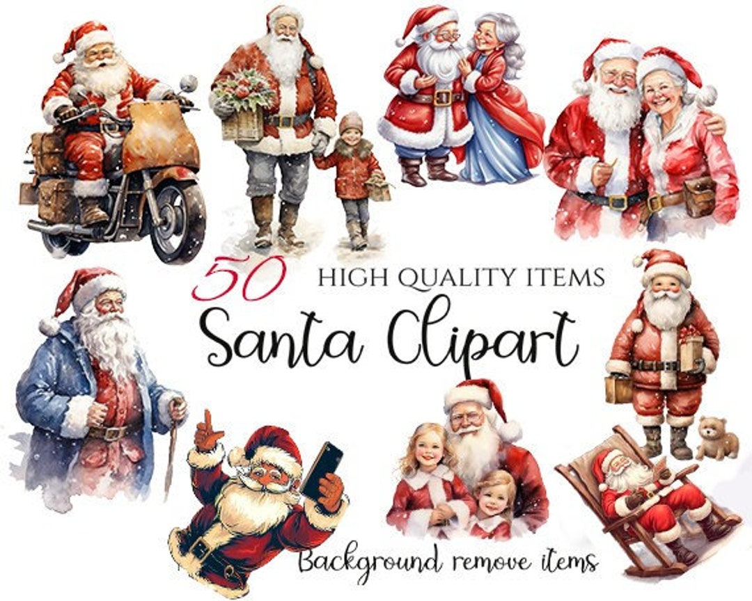 Clipart Bundle Santa Collection 50 Festive PNG Images at - Etsy
