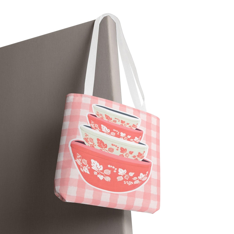 Pink Gooseberry Pyrex Inspired Tote Bag, Vintage Kitchenware Tote ...