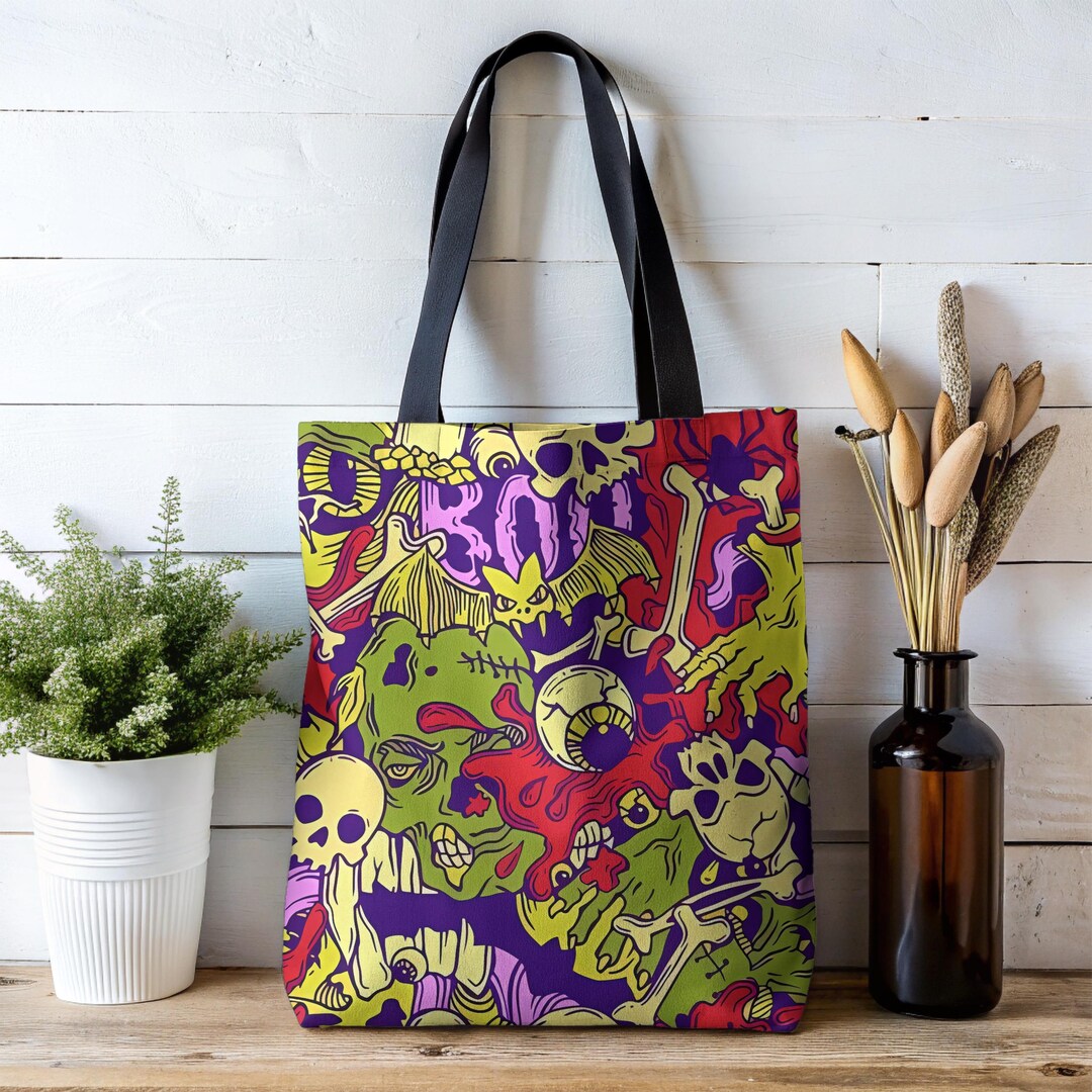 Zombie Tote Bag, Retro 90s Horror Bag, Gothic Beach Bag, Zombie ...