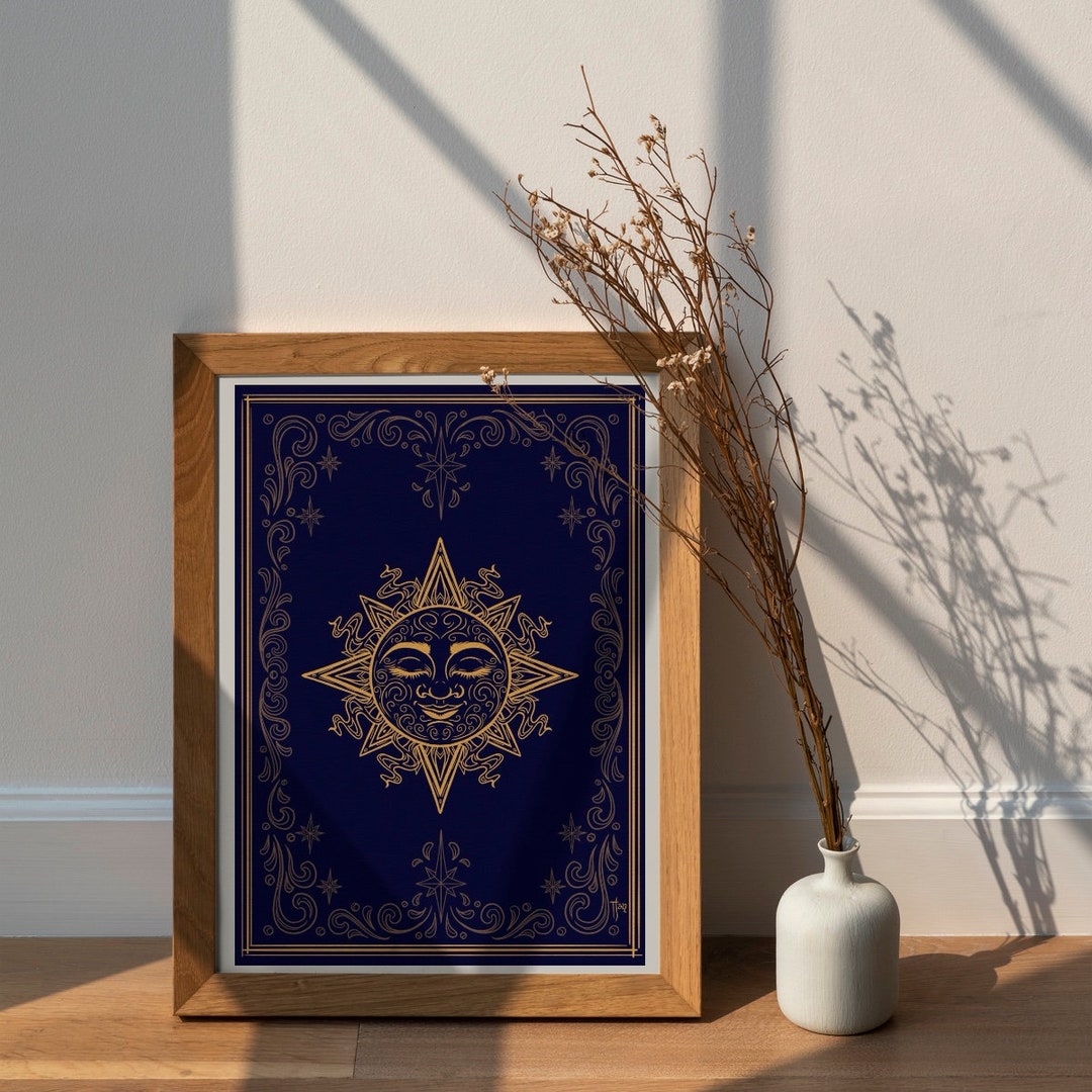 Lady Sunray Blue Instant Download Hand Drawn Illustration - Etsy