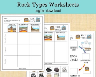 Rock Cycle Interactive Notebook Worksheets Activities - Types of Rocks ...