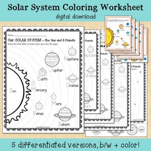 solar system labelling activity