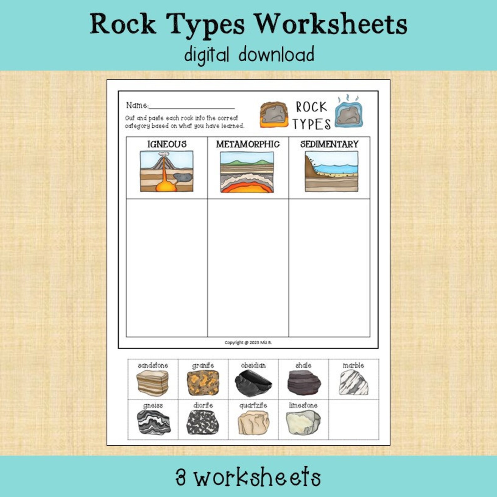 Rock Types Worksheets - Etsy