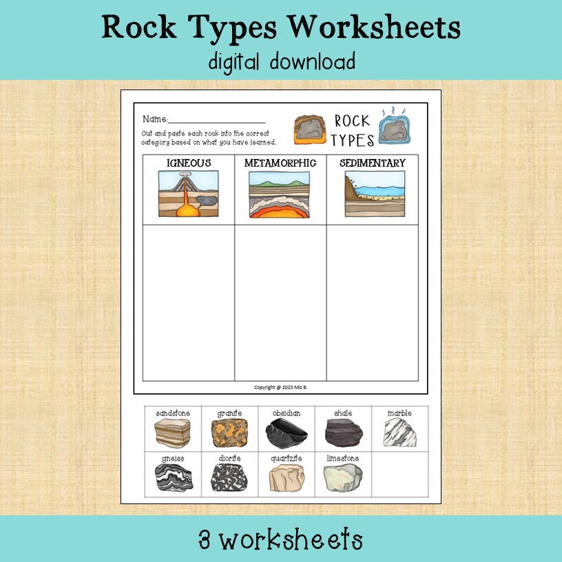 Rock Types Worksheets - Etsy