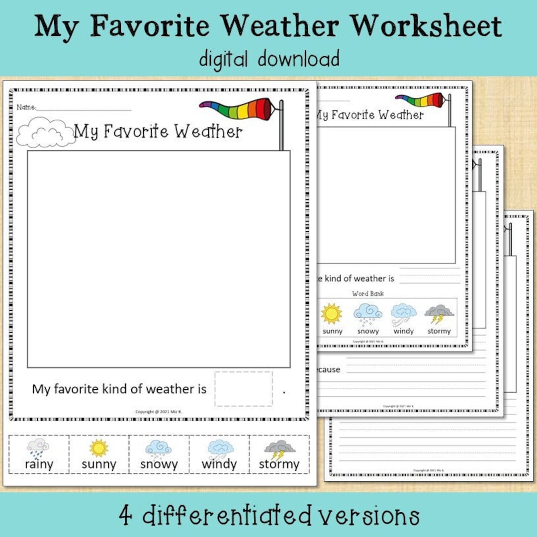 My Favorite Weather Worksheet | Science Meteorology No Prep Writing ...