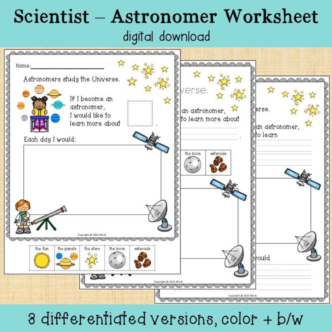 If I Become an Astronomer Coloring Worksheet and Writing Prompt - Etsy