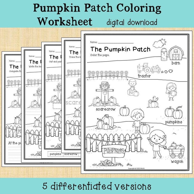 Pumpkin Patch Coloring Worksheet - Etsy