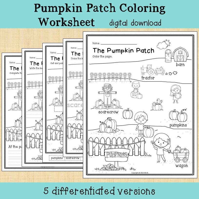 Pumpkin Patch Coloring Worksheet - Etsy