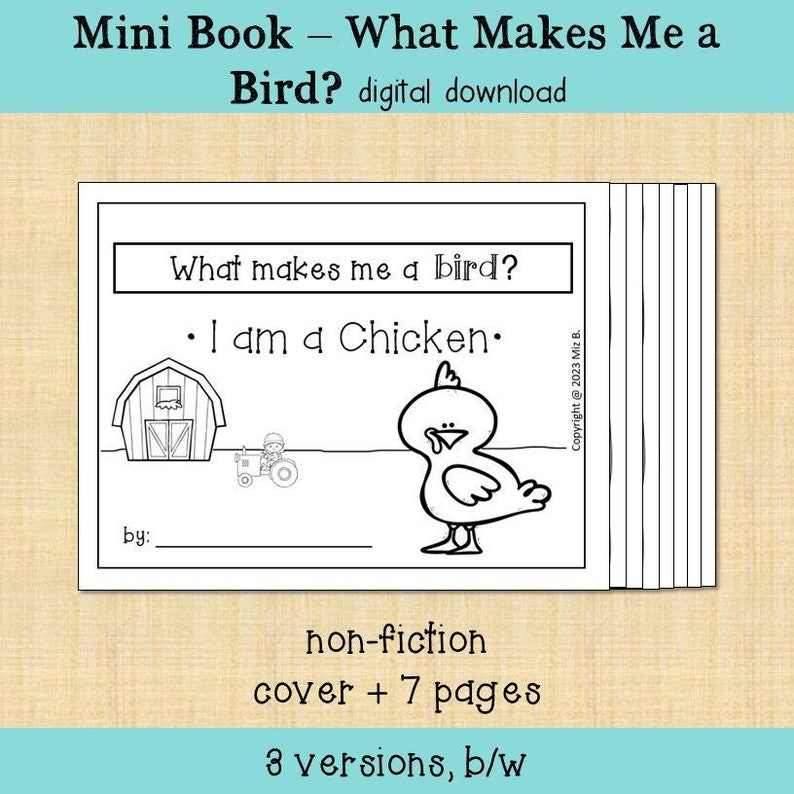 What Makes Me a Bird? Chicken Mini Coloring Book Printable - Etsy