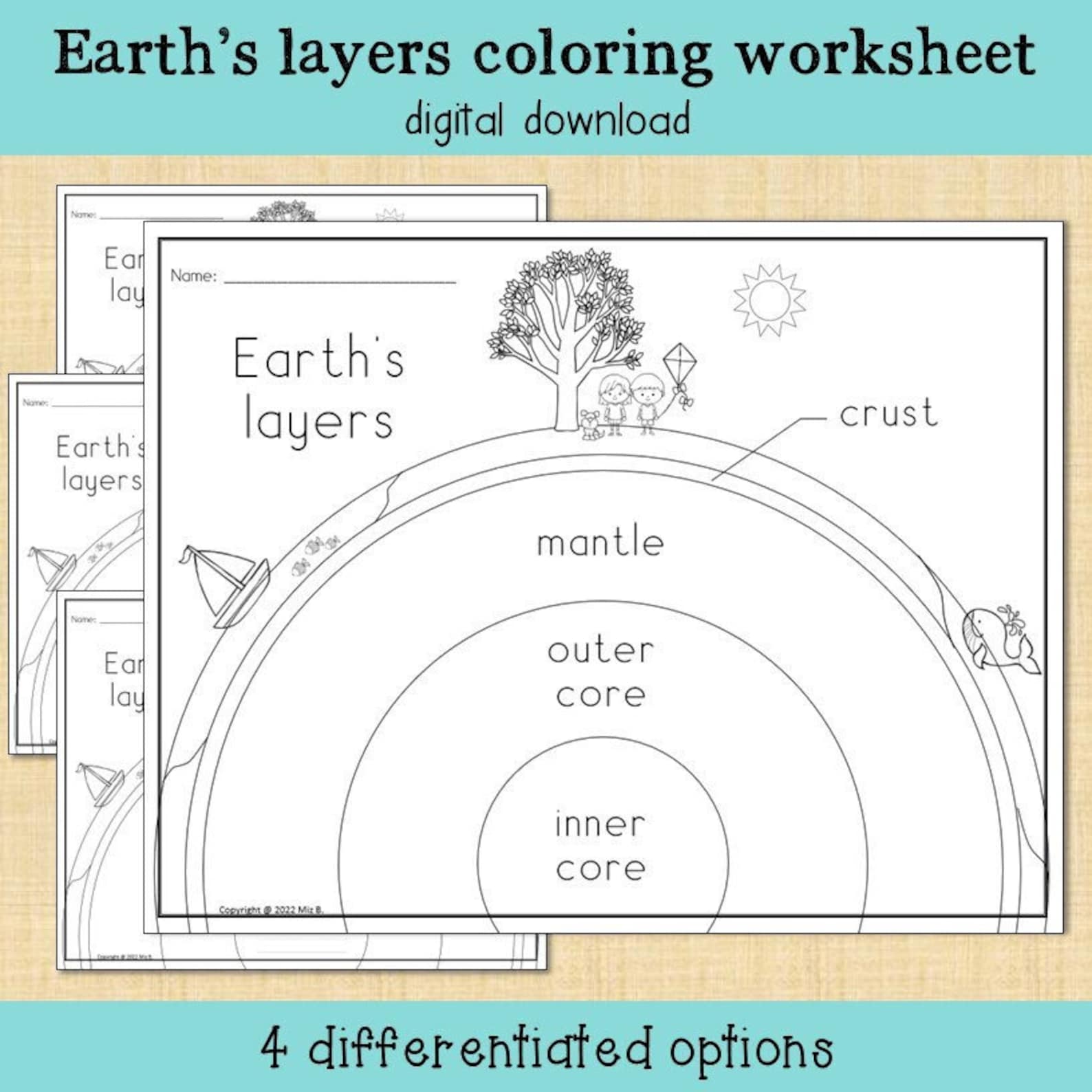Earth's Layer Coloring Worksheet | Science No Prep - Etsy