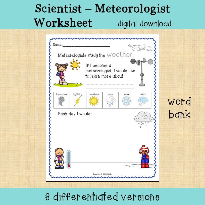 If I Become a Meteorologist Coloring Worksheet and Writing Prompt - Etsy