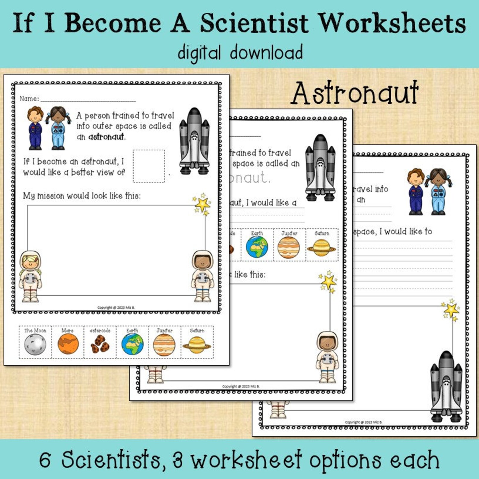 If I Become a Scientist Coloring Page + Writing Prompt Bundle | 7 ...