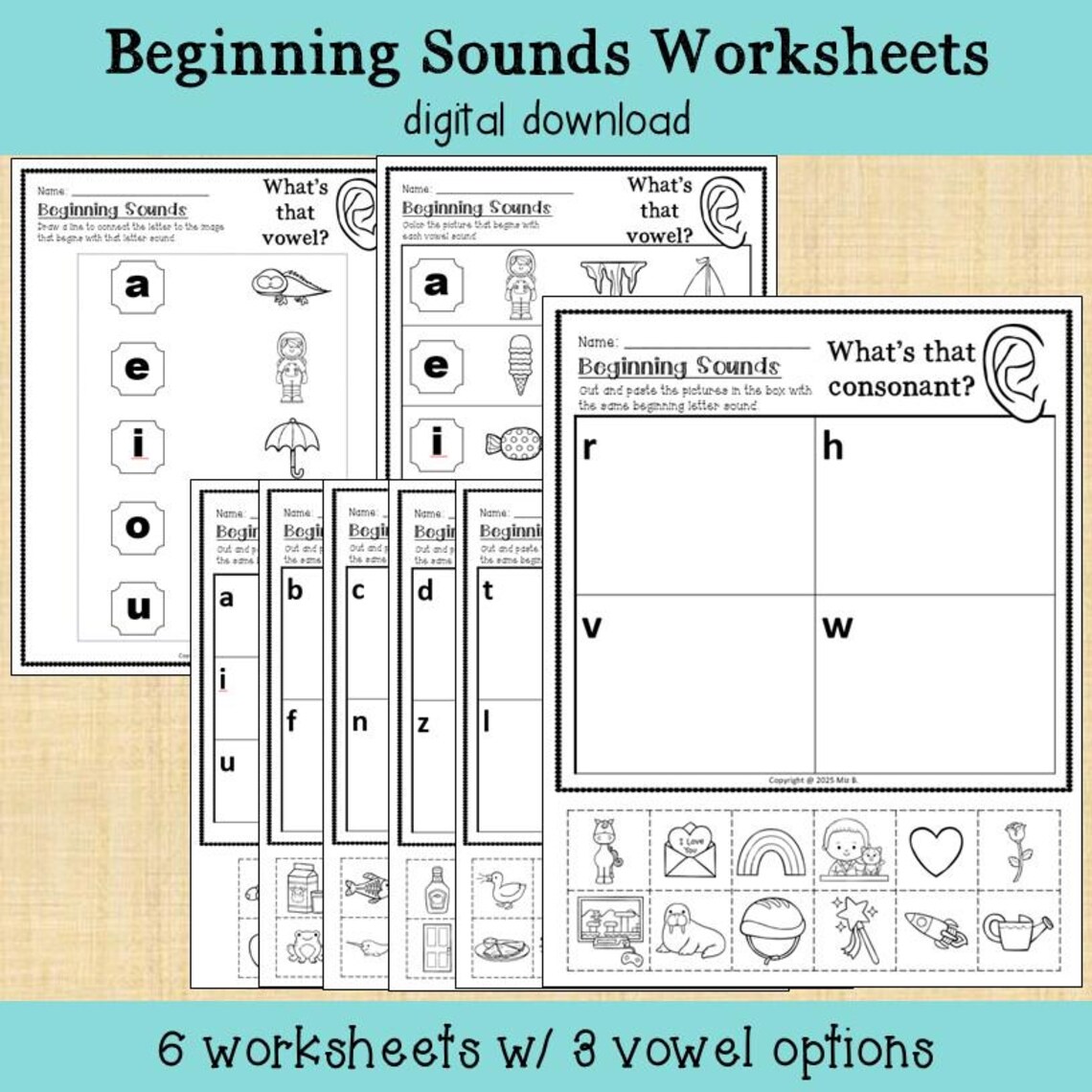 Beginning Sounds Phonics Worksheets - Picture Cut and Paste - Etsy