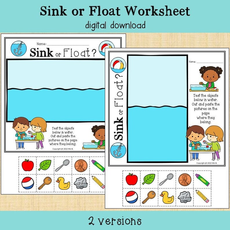 Sink or Float? Cut and Paste Worksheet Printable - Etsy
