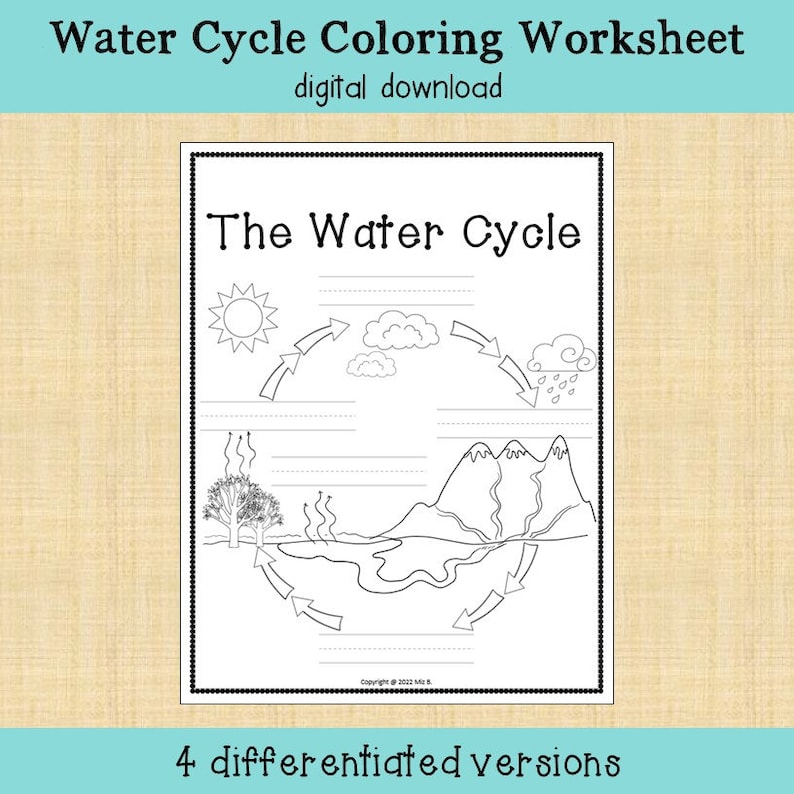 Water Cycle Coloring Worksheet | Earth Science - Etsy