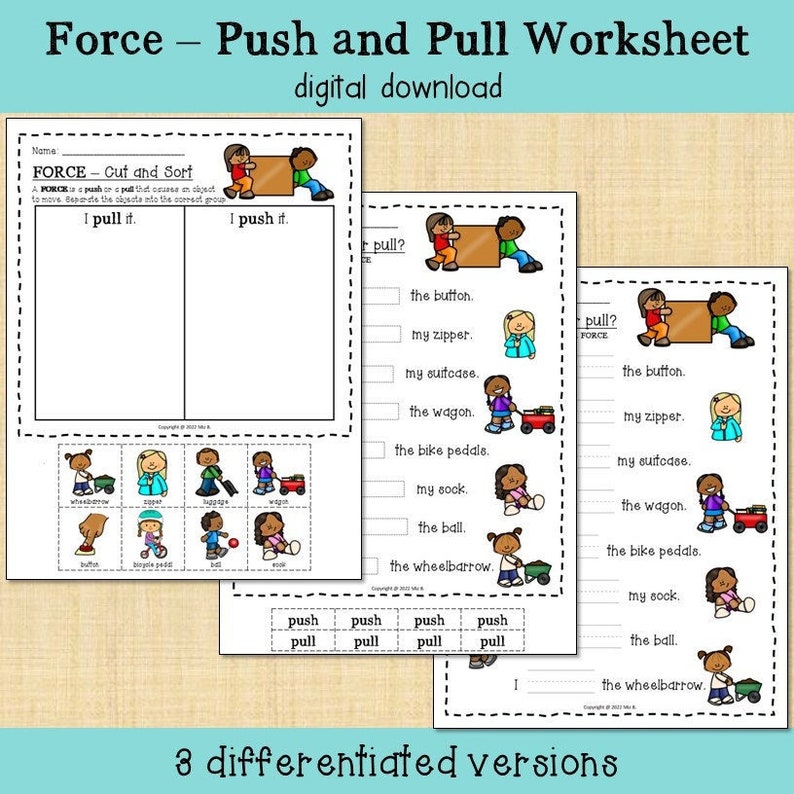 Force Push and Pull Worksheet - Etsy