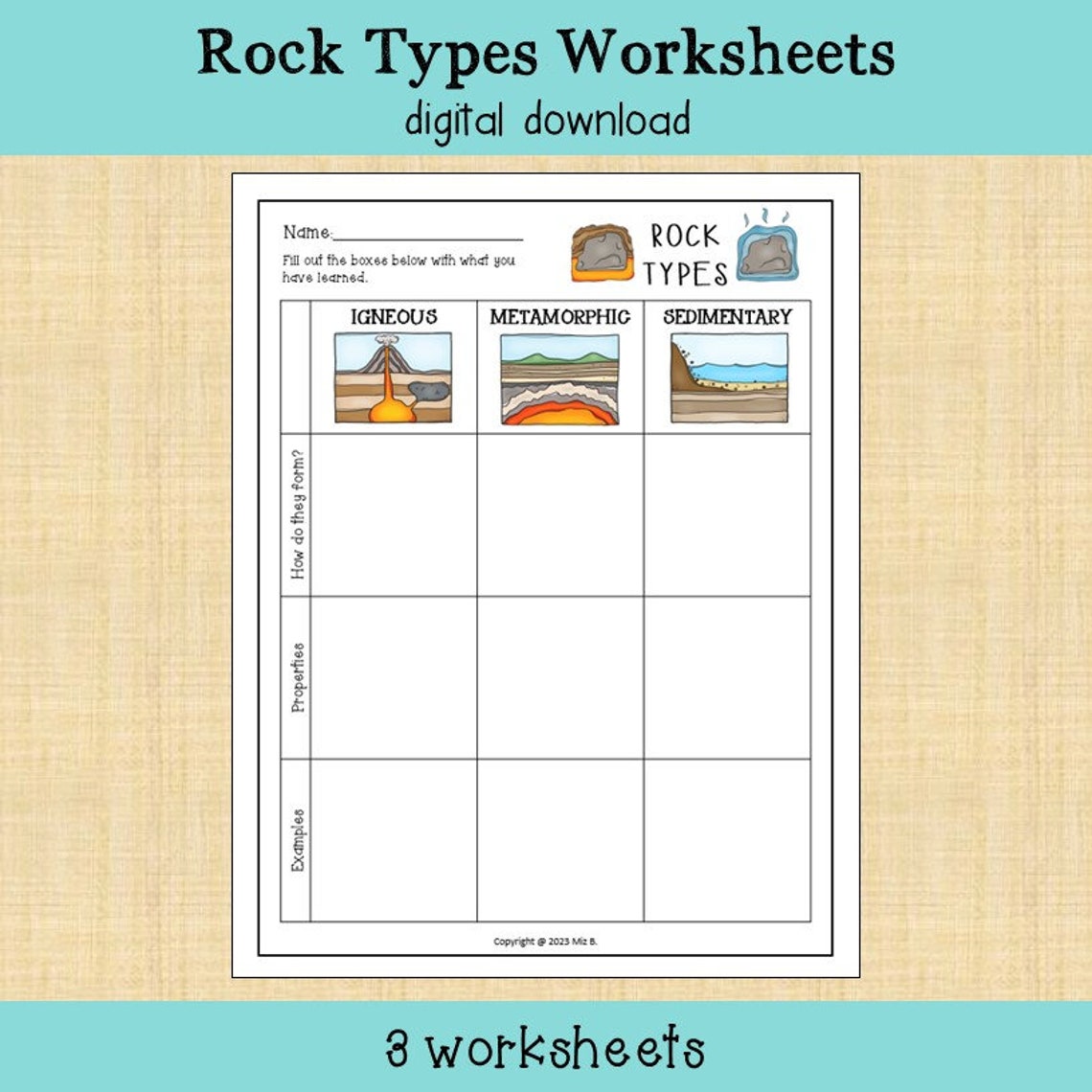 Rock Types Worksheets - Etsy