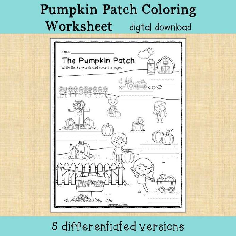 Pumpkin Patch Coloring Worksheet - Etsy