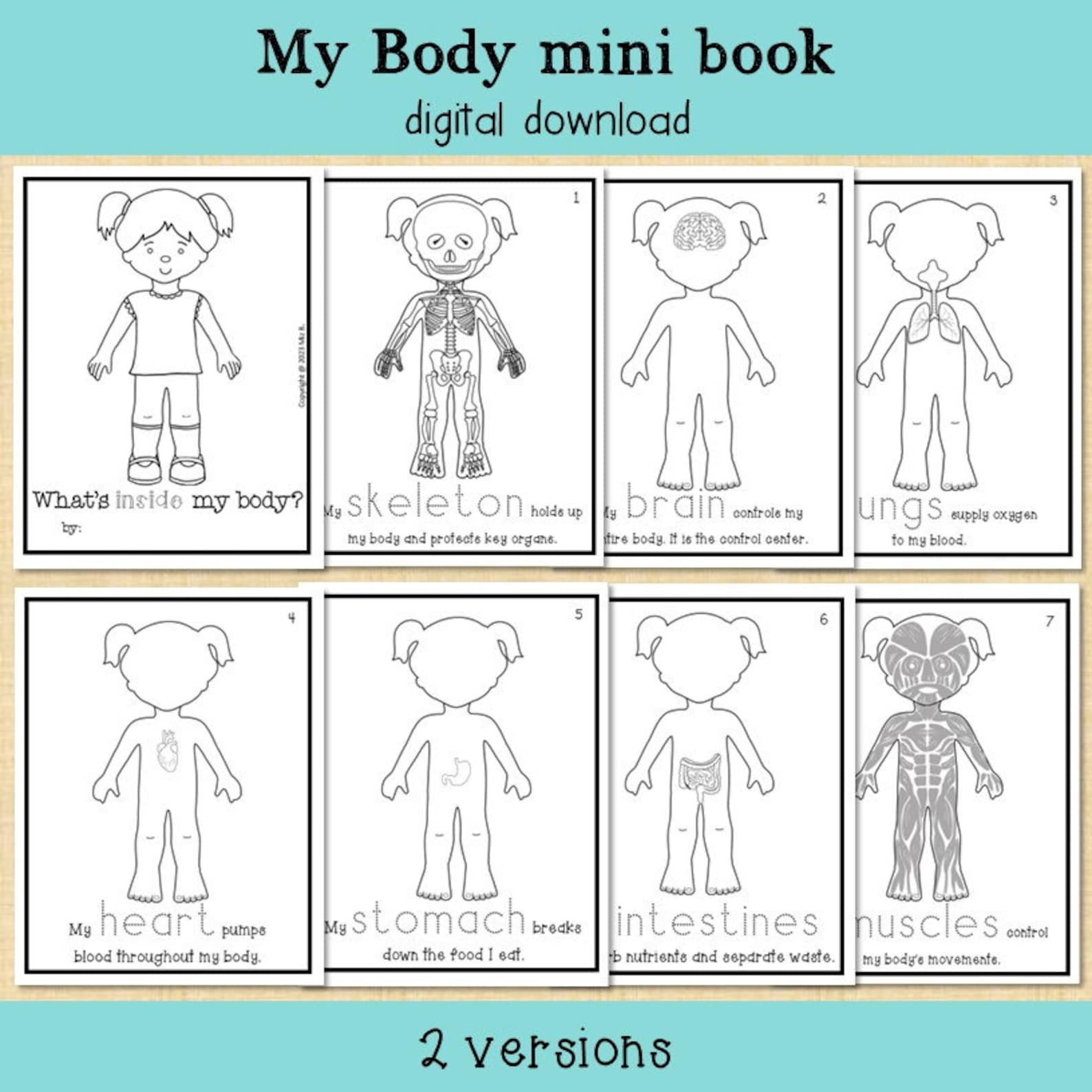 My Body - What's Inside? Mini Book Printable - Etsy