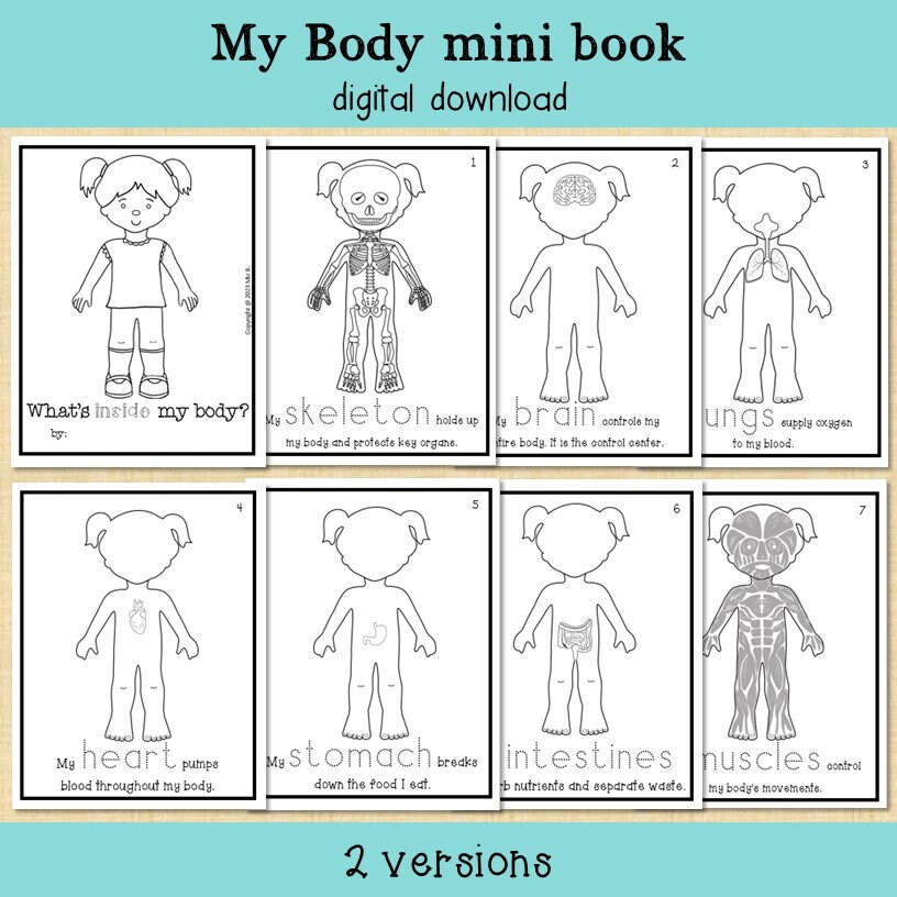 My Body - What's Inside? Mini Book Printable - Etsy