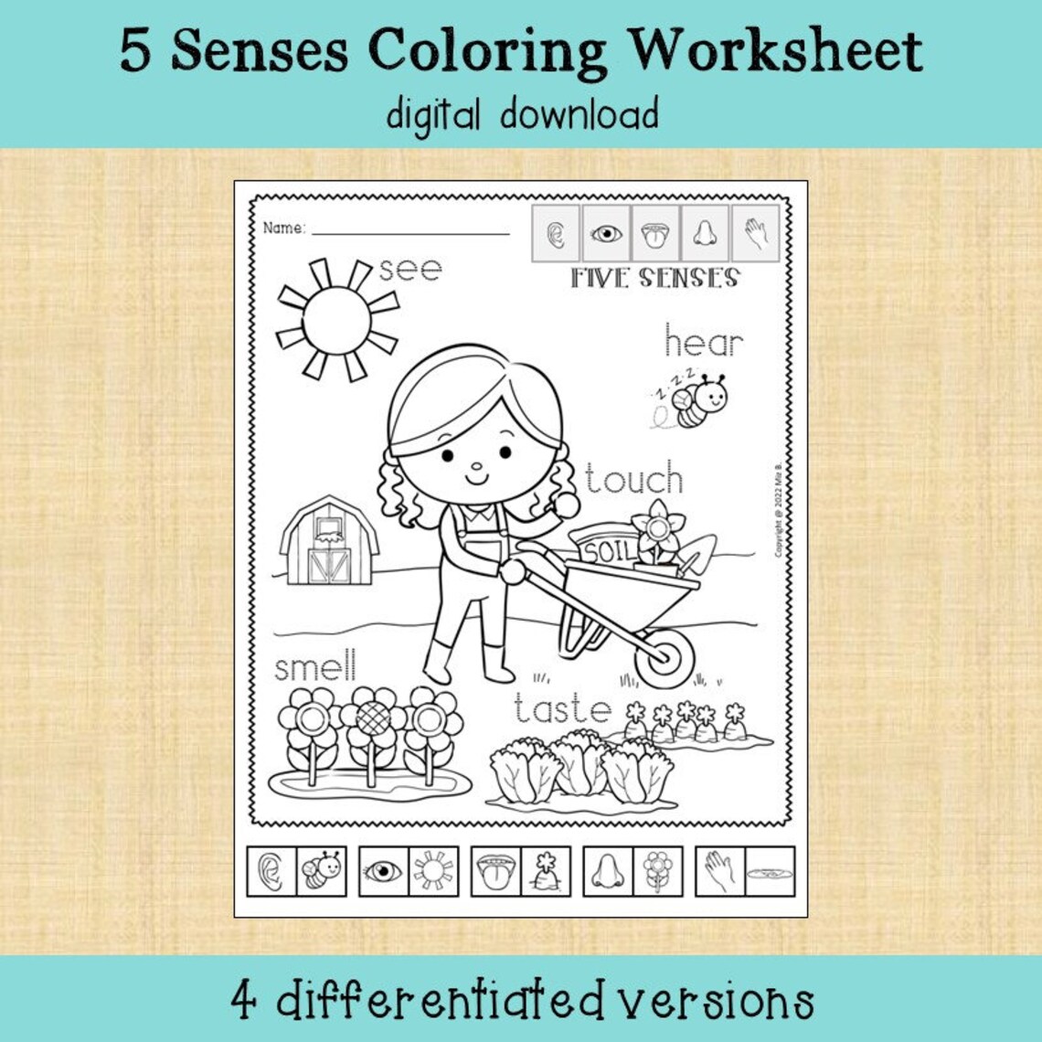 My Body Five Senses Coloring Worksheet Printable - Etsy