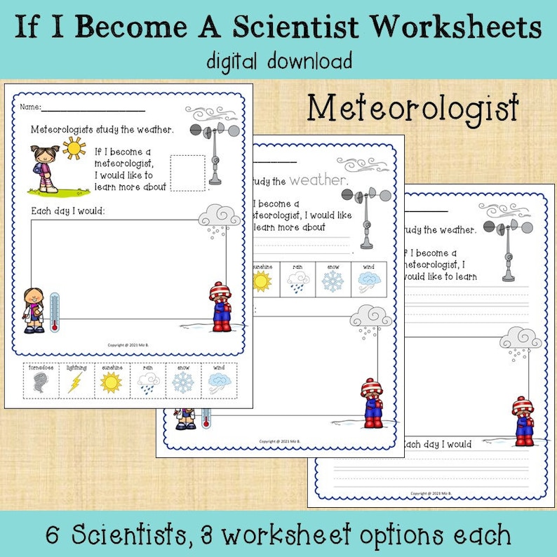 If I Become a Scientist Coloring Page + Writing Prompt Bundle | 7 ...