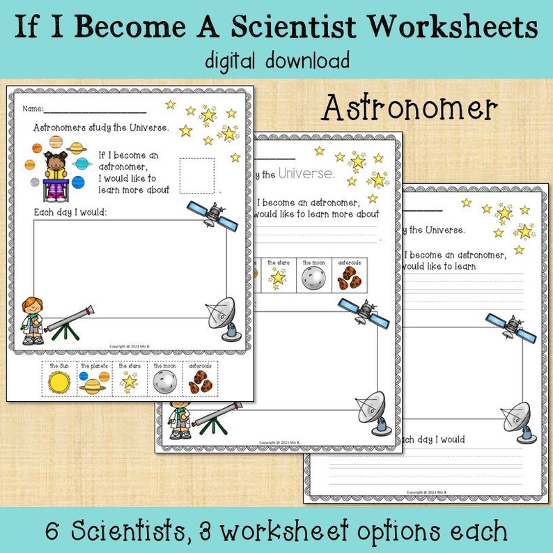 If I Become a Scientist Coloring Page + Writing Prompt Bundle | 7 ...
