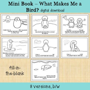 What Makes Me a Bird Penguin Mini Coloring Book Printable - Etsy
