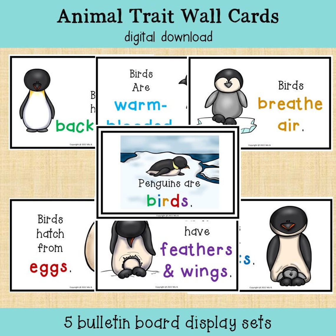 Animal Traits Wall Cards for Bulletin Board Printable - Etsy