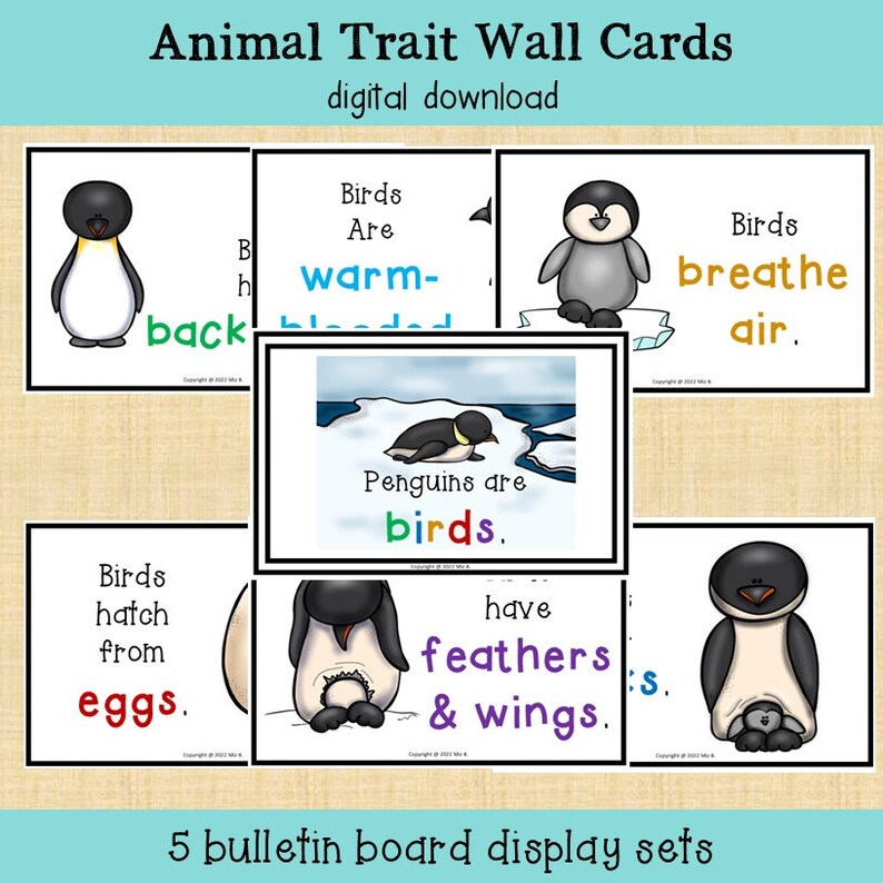 Animal Traits Wall Cards for Bulletin Board Printable - Etsy