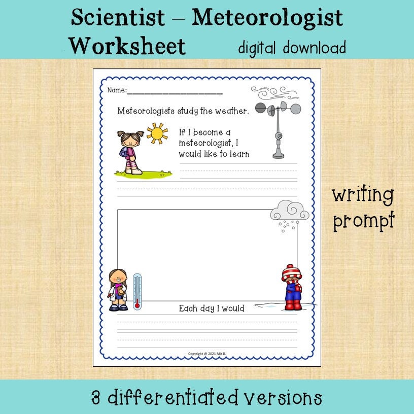 If I Become a Meteorologist Coloring Worksheet and Writing Prompt - Etsy