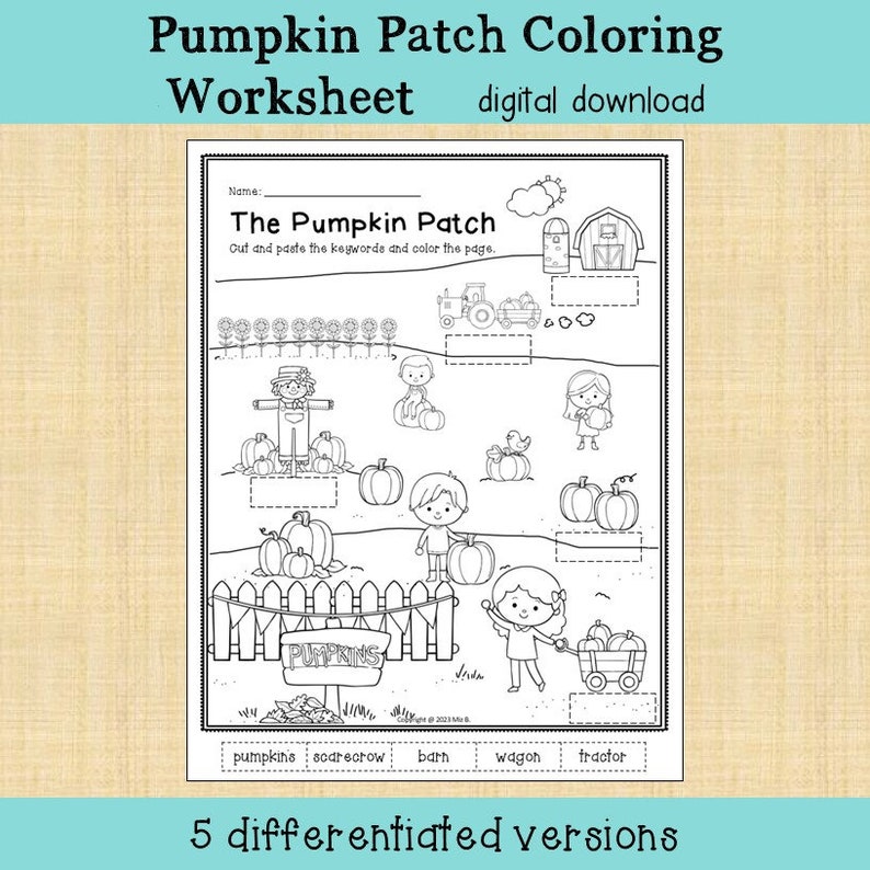 Pumpkin Patch Coloring Worksheet - Etsy