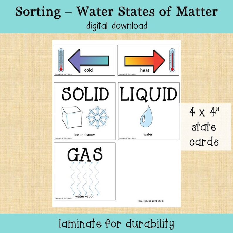 Water States of Matter Sorting Activity - Etsy